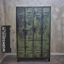 Schmaler vintage Spind mit vier Türen - Onlineshop für Industriemöbel